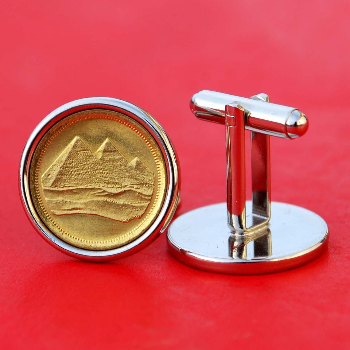 Egypt 1984 1 Piastre Gold Pyramids Gem BU Unc Coin Cufflinks | Etsy