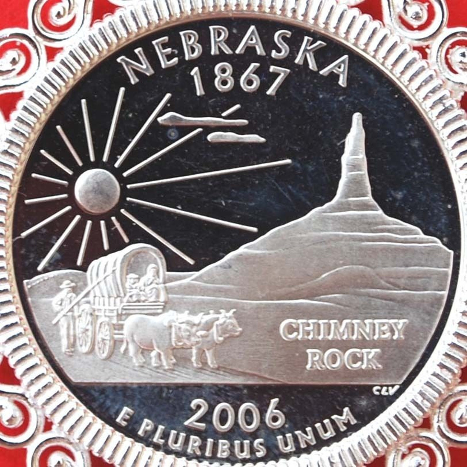 US 2006 Nebraska State Quarter 90% Silver Proof Coin Solid 925 Sterling ...