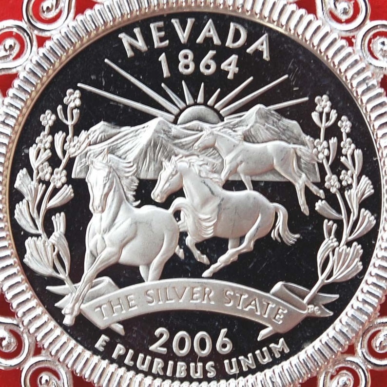 US 2006 Nevada State Quarter 90% Silver Proof Coin Solid 925 Sterling ...