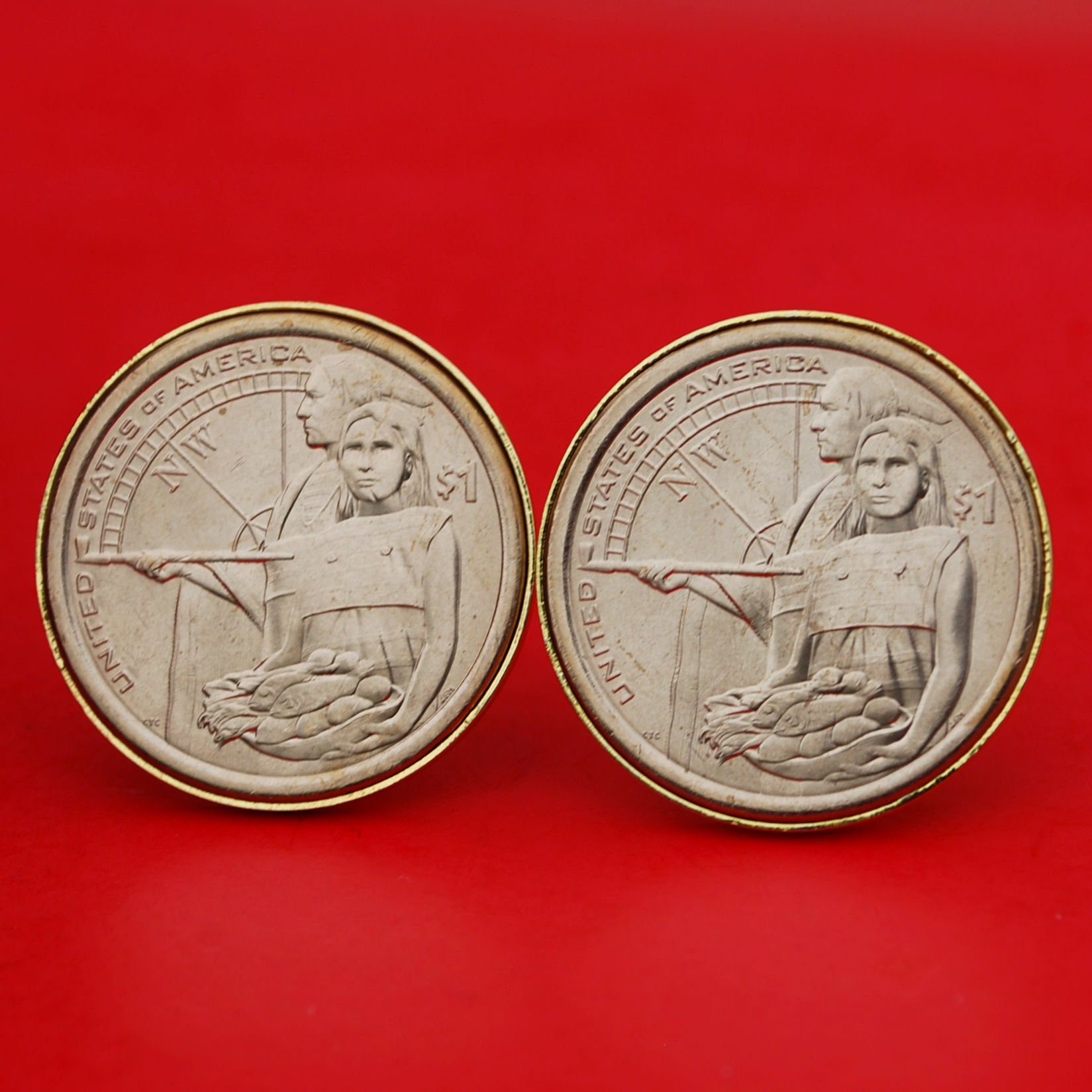 US 2014 Native American Sacagawea Dollar BU Uncirculated Coin Gold ...