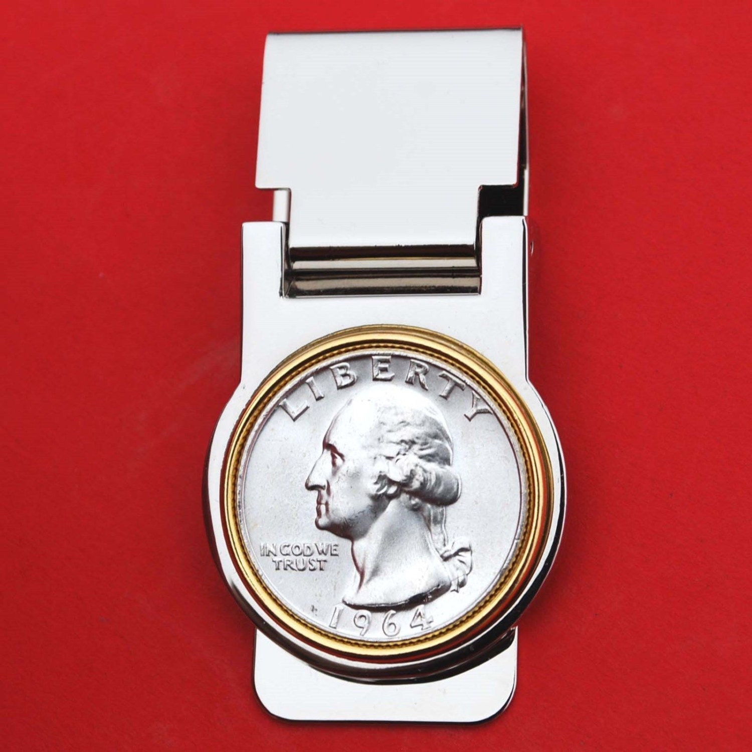 BLANK Hinged Money Clip Findings W. Coin Bezel to Fit US Quarters ...