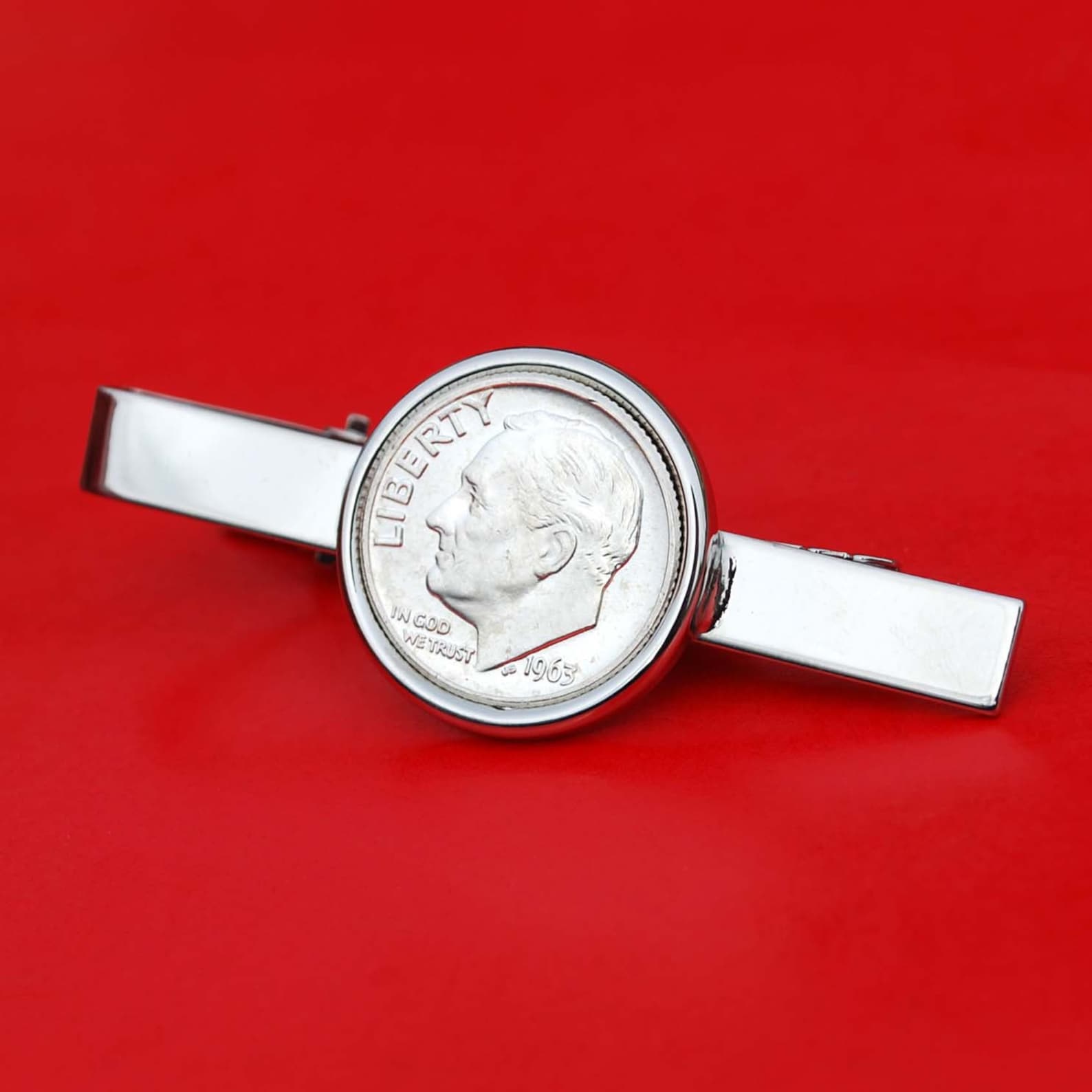 US 1946 ~ 1964 Roosevelt Dime 90% Silver 10 Cent Coin Silver Plated Tie ...