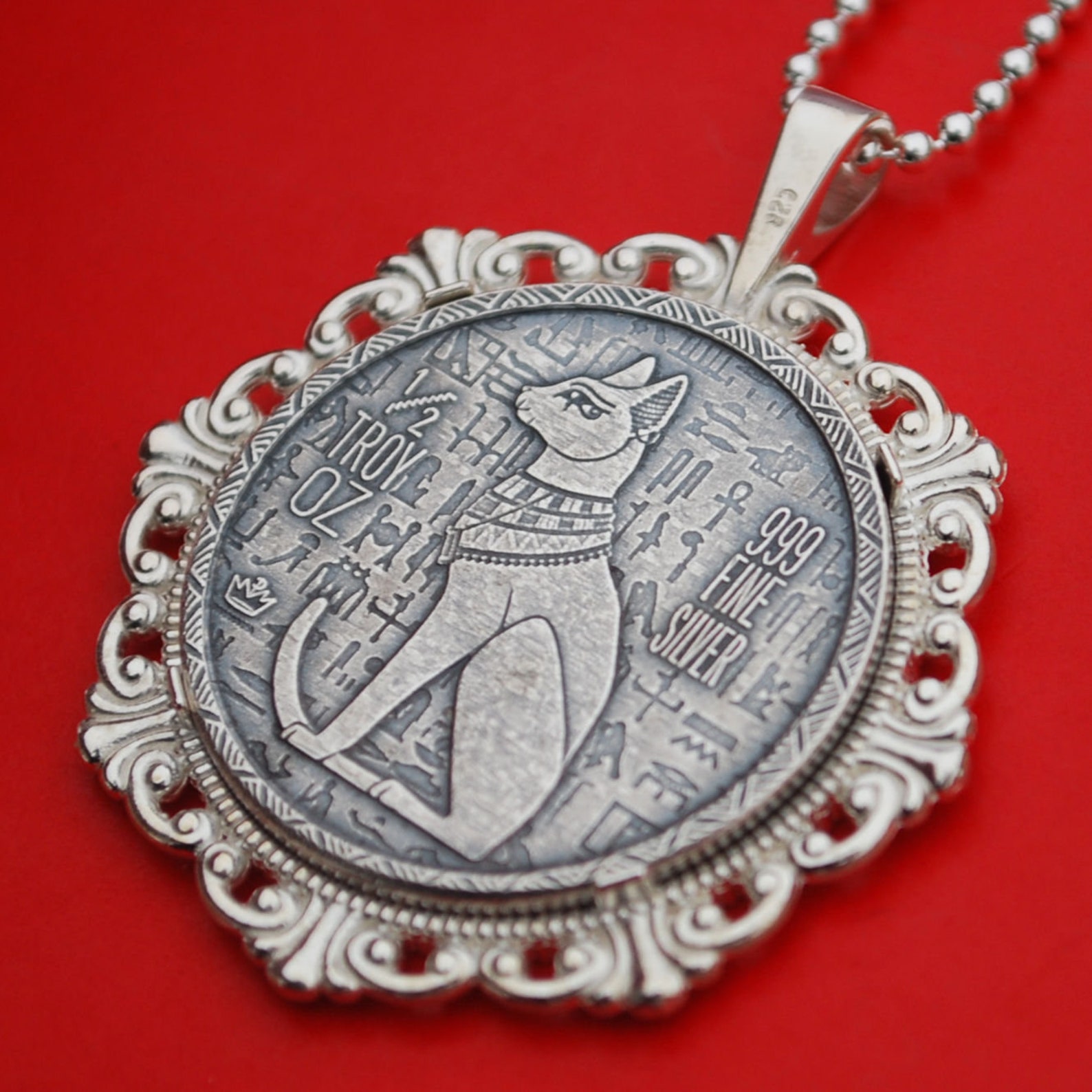 1/2 Oz Silver Round Coin Ultra High Relief Egyptian Cat | Etsy