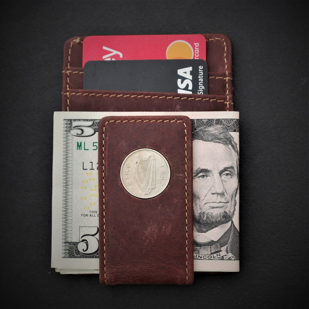 1967 Irish 6 Pence Wolfhound Greyhound Dog Coin Magnetic Money Clip and ...