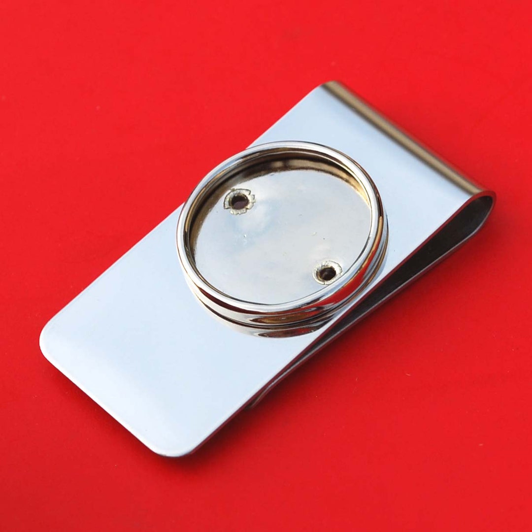BLANK Silver Toned Money Clip Findings W. Coin Bezel to Fit US Nickels ...