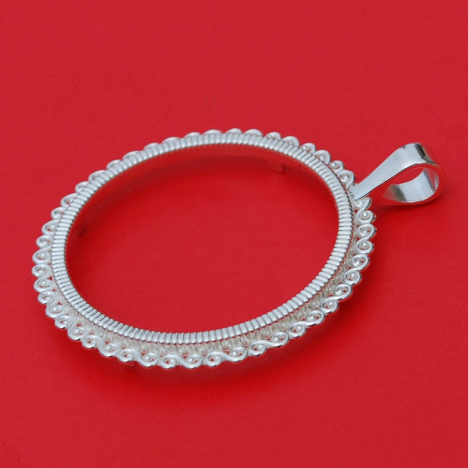 Solid 925 Sterling Silver Coin Bezel Mount Frame Settings Fit 27mm ...