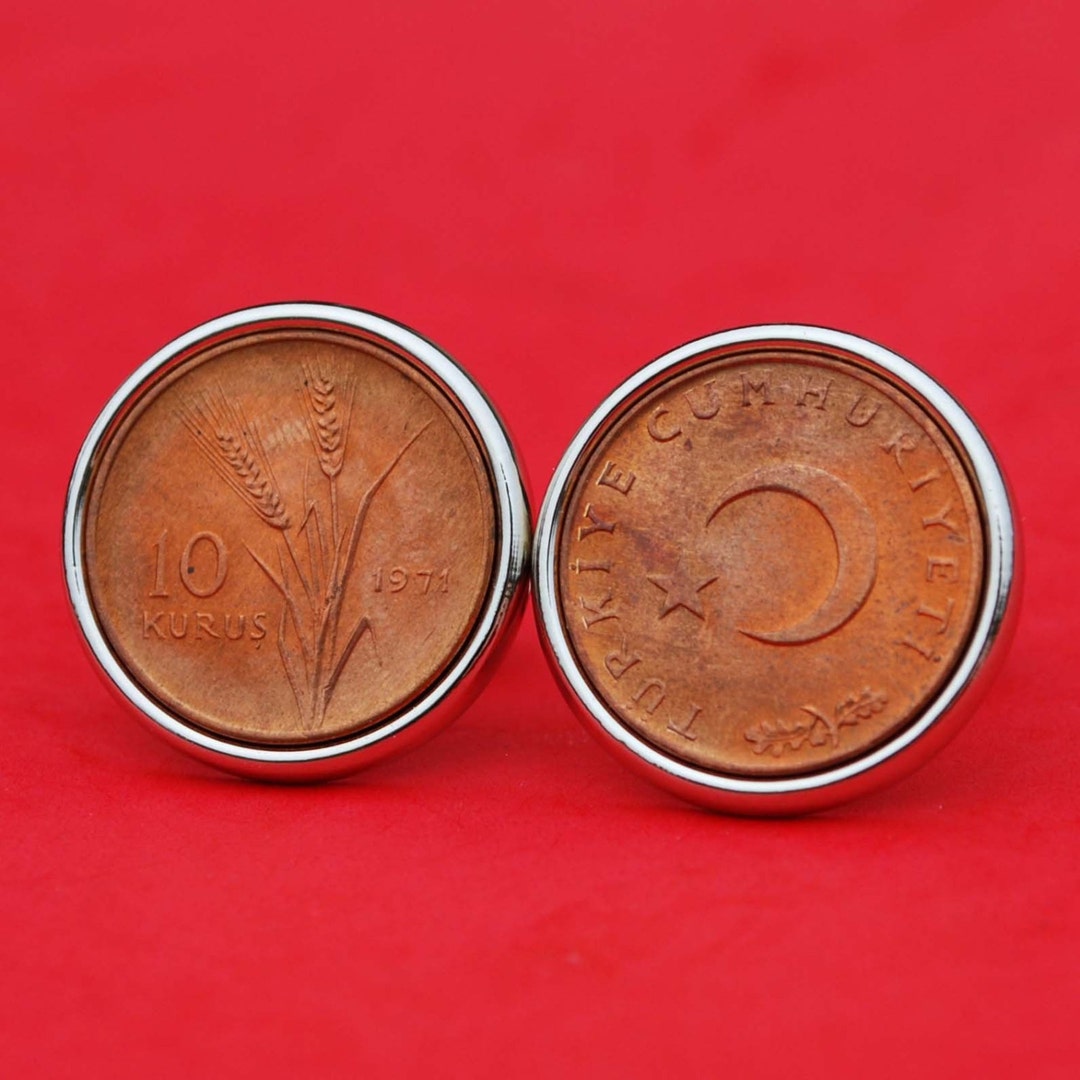 Turkey Turkite 1971 10 Kurus Crescent Moon Star Oat Stalks BU Unc Red ...