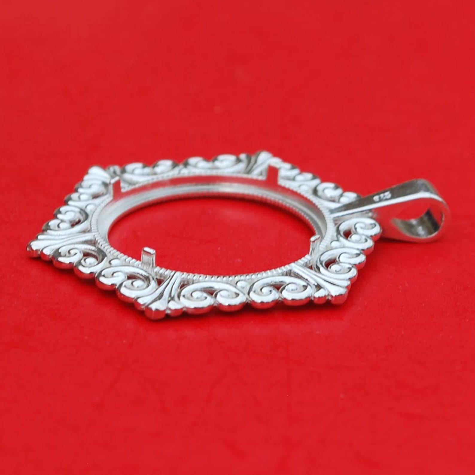Solid 925 Sterling Silver Coin Bezel Mount Frame Settings Fit | Etsy