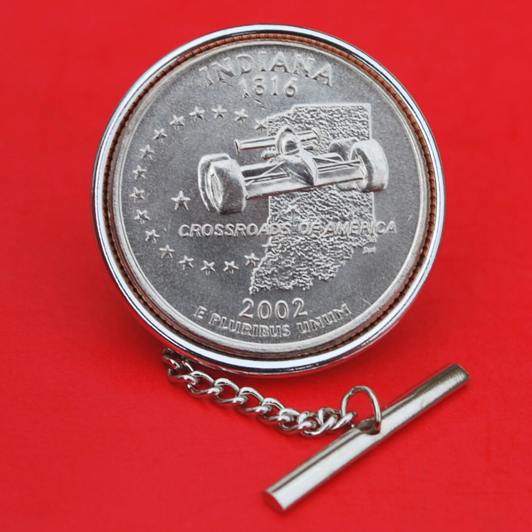 US 2002 State Quarter BU Uncirculated 25 Cent Coin Silver Plated Tie ...