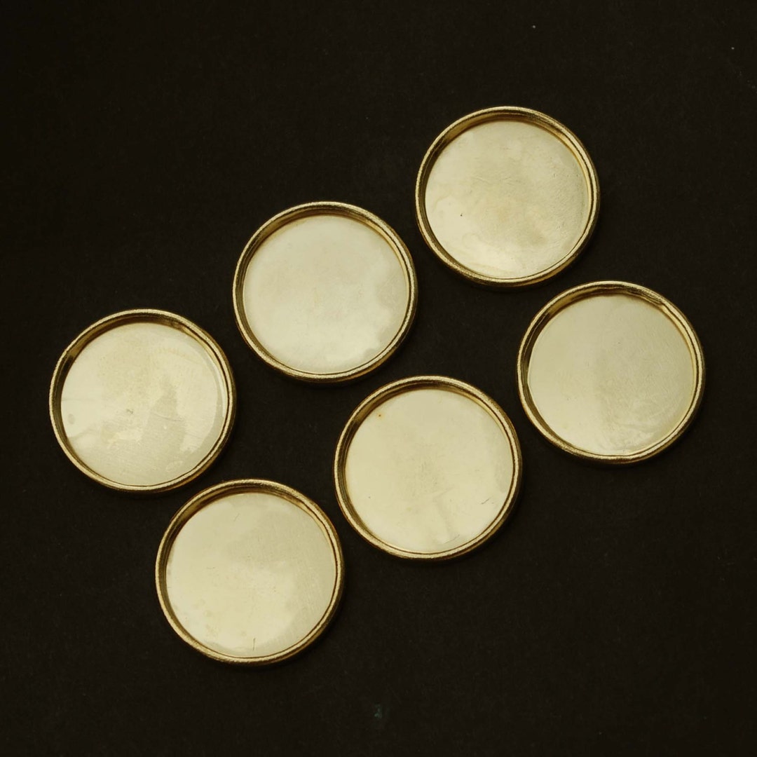 Lot of Six 19mm Gold Plated Rolled Edge Coin Bezels to Fit US Small ...