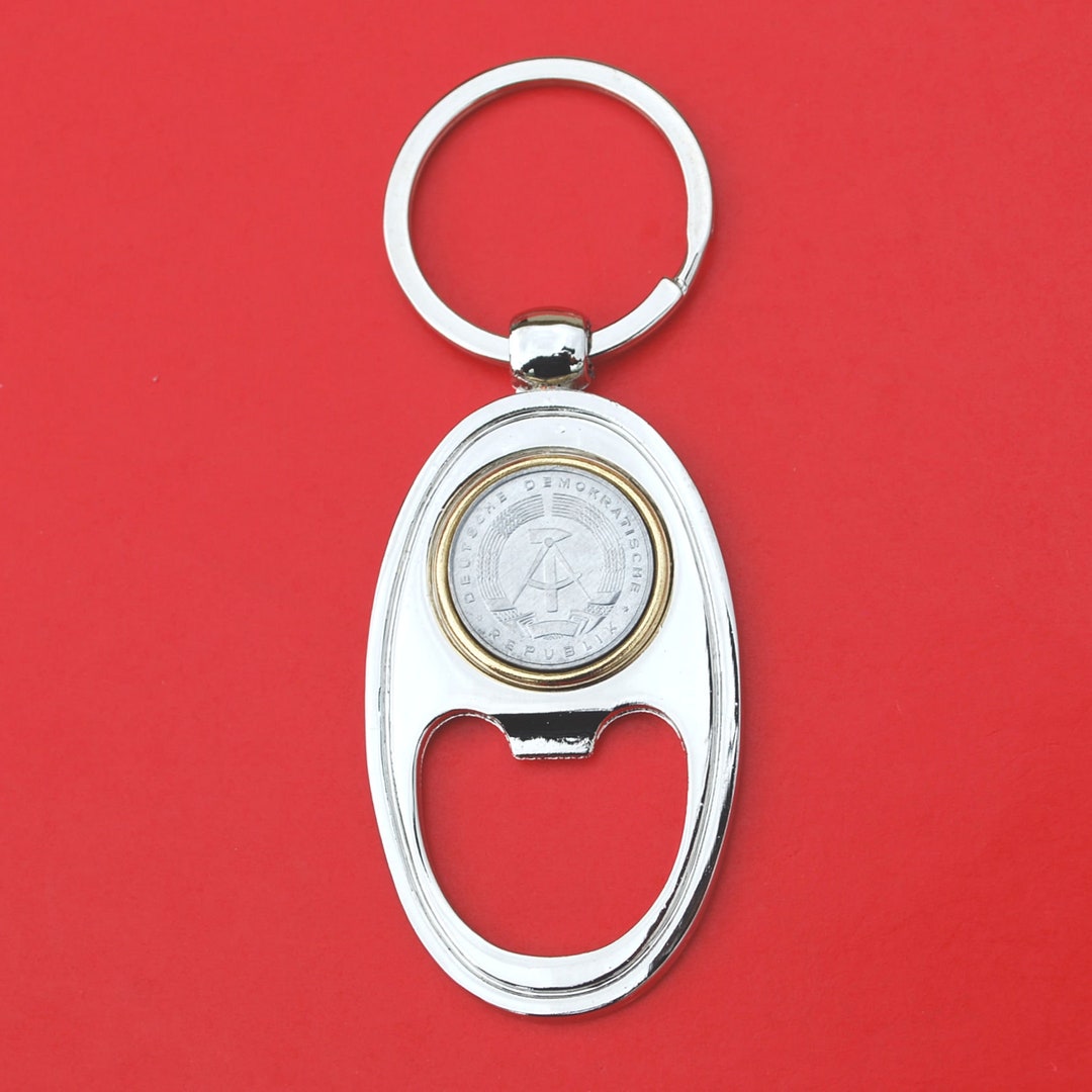 1968 East Germany 5 Pfennig BU Uncirculated Coin Key Chain Ring Bottle ...