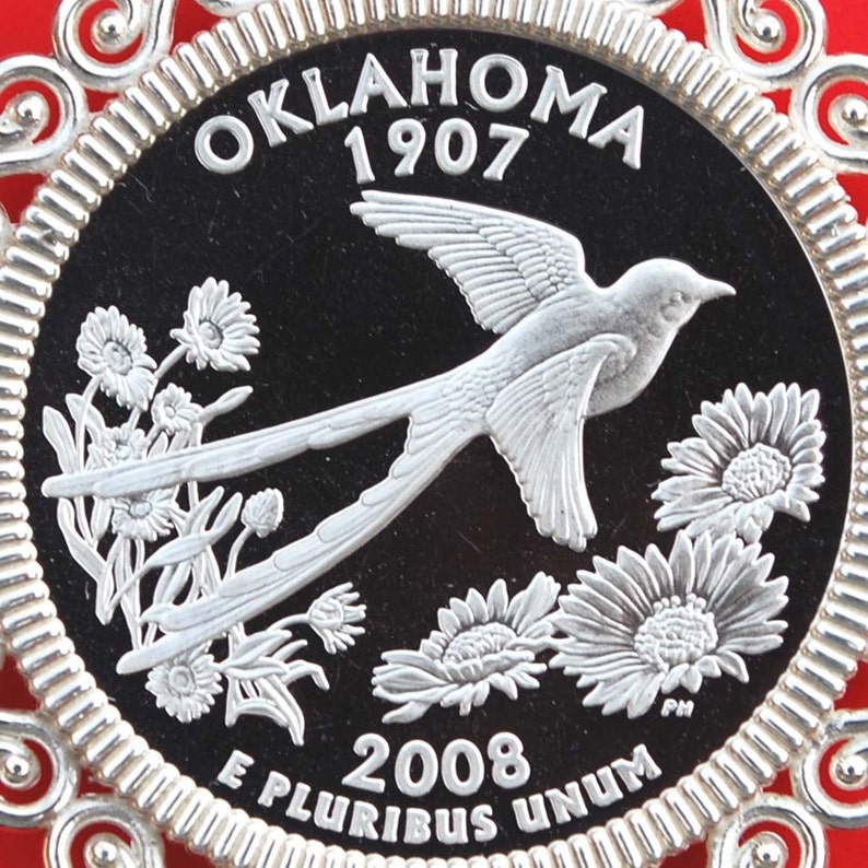US 2008 Oklahoma State Quarter 90% Silver Proof Coin Soild 925 - Etsy