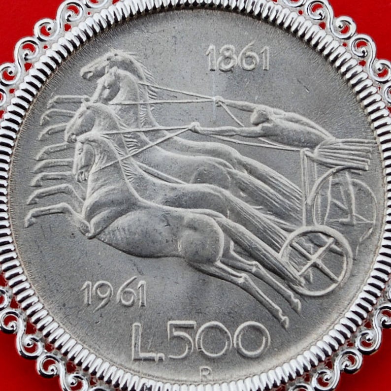 1961 Italy Unification Centennial 500 Lire 83.5% Silver Coin 925 ...