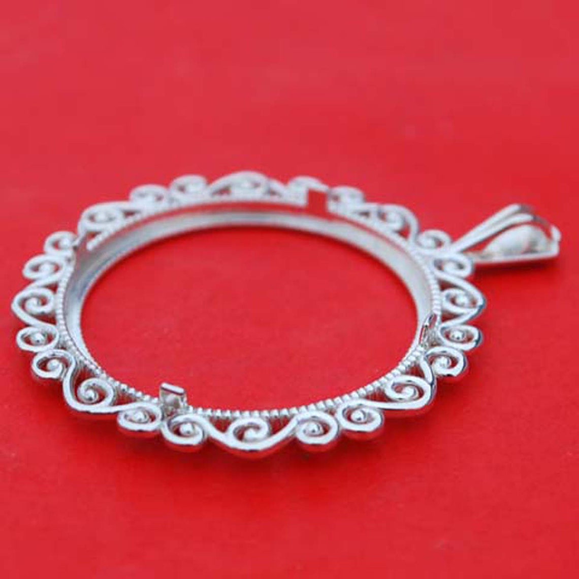 Solid 925 Sterling Silver Coin Bezel Mount Frame Settings Fit US ...