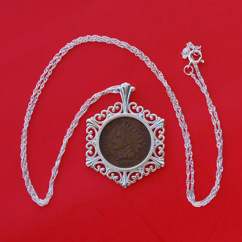 US 1907 Indian Head Small Cent Coin Solid 925 Sterling Silver - Etsy