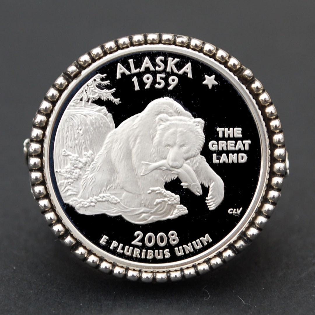US 2008 Alaska State Quarter 90% Silver BU Uncirculated Proof Coin 925 ...