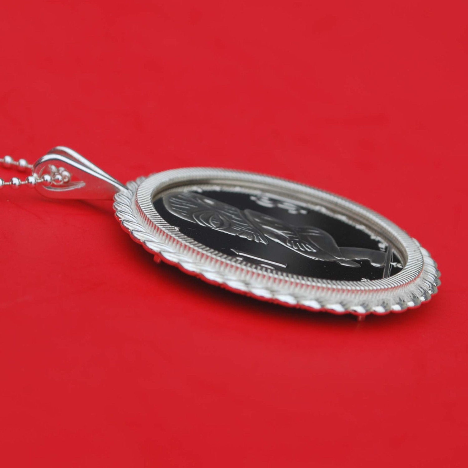1975 Cook Islands 1 Dollar Gem Proof Coin 925 Sterling Silver Necklace ...