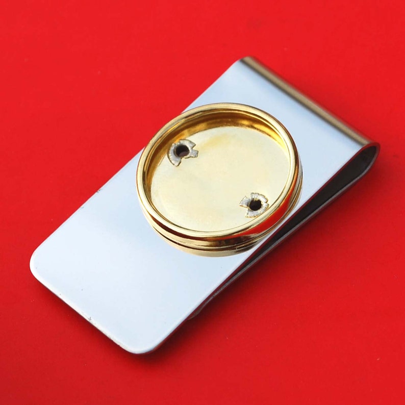 BLANK Silver Gold Two Toned Money Clip Findings W. Coin Bezel to Fit US ...