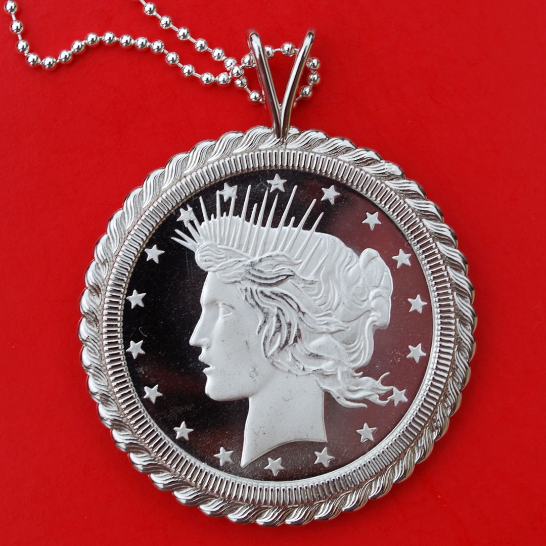 Peace Silver Dollar Design 1 Oz .999 Silver Round Solid 925 Sterling ...