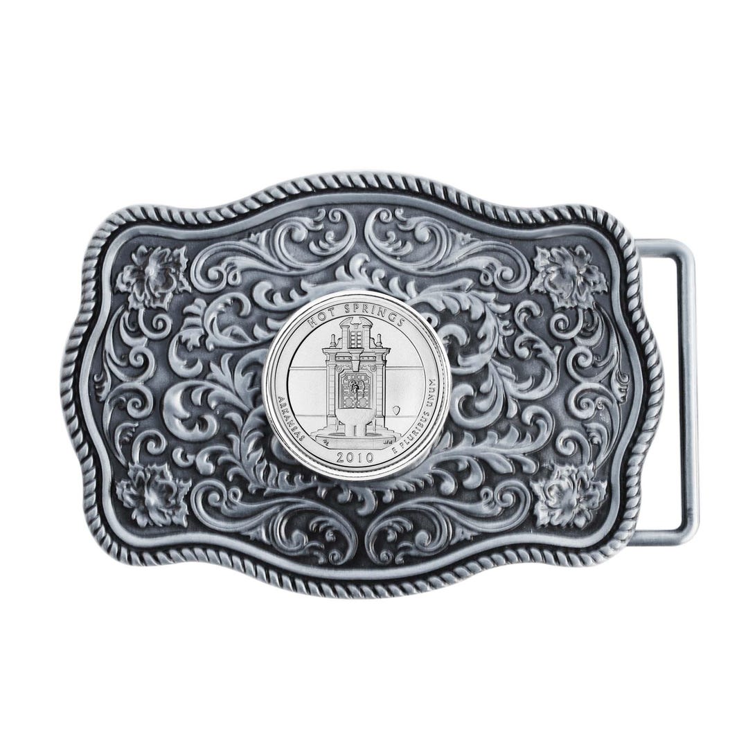 US 2010 America the Beautiful Parks Quarter Western Scroll Belt Buckle ...