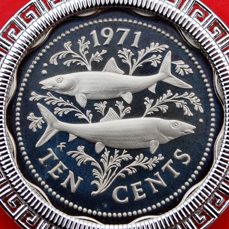 1971 Bahamas Ten Cent Gem BU Uncirculated Proof Coin Solid 925 Sterling ...