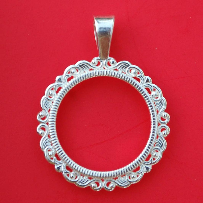 Solid 925 Sterling Silver Coin Bezel Mount Frame Settings Fit 17mm ...