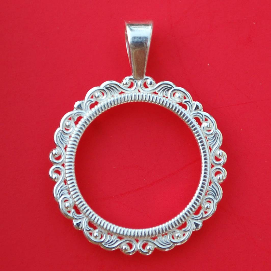 Solid 925 Sterling Silver Coin Bezel Mount Frame Settings Fit 17mm ...
