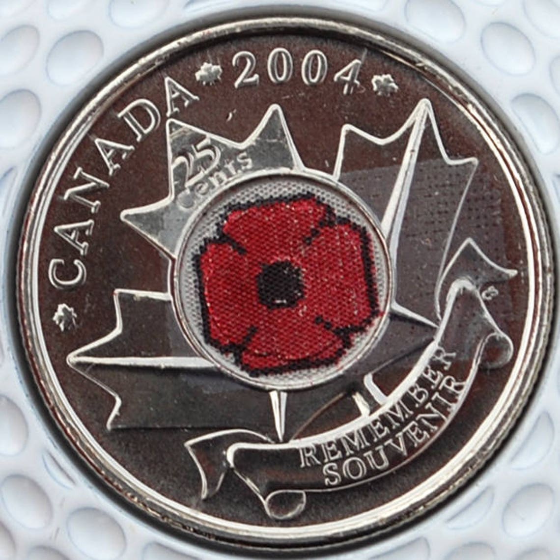 2004 Canada REMEMBRANCE DAY Red Poppy Quarter 25 Cent BU Unc | Etsy