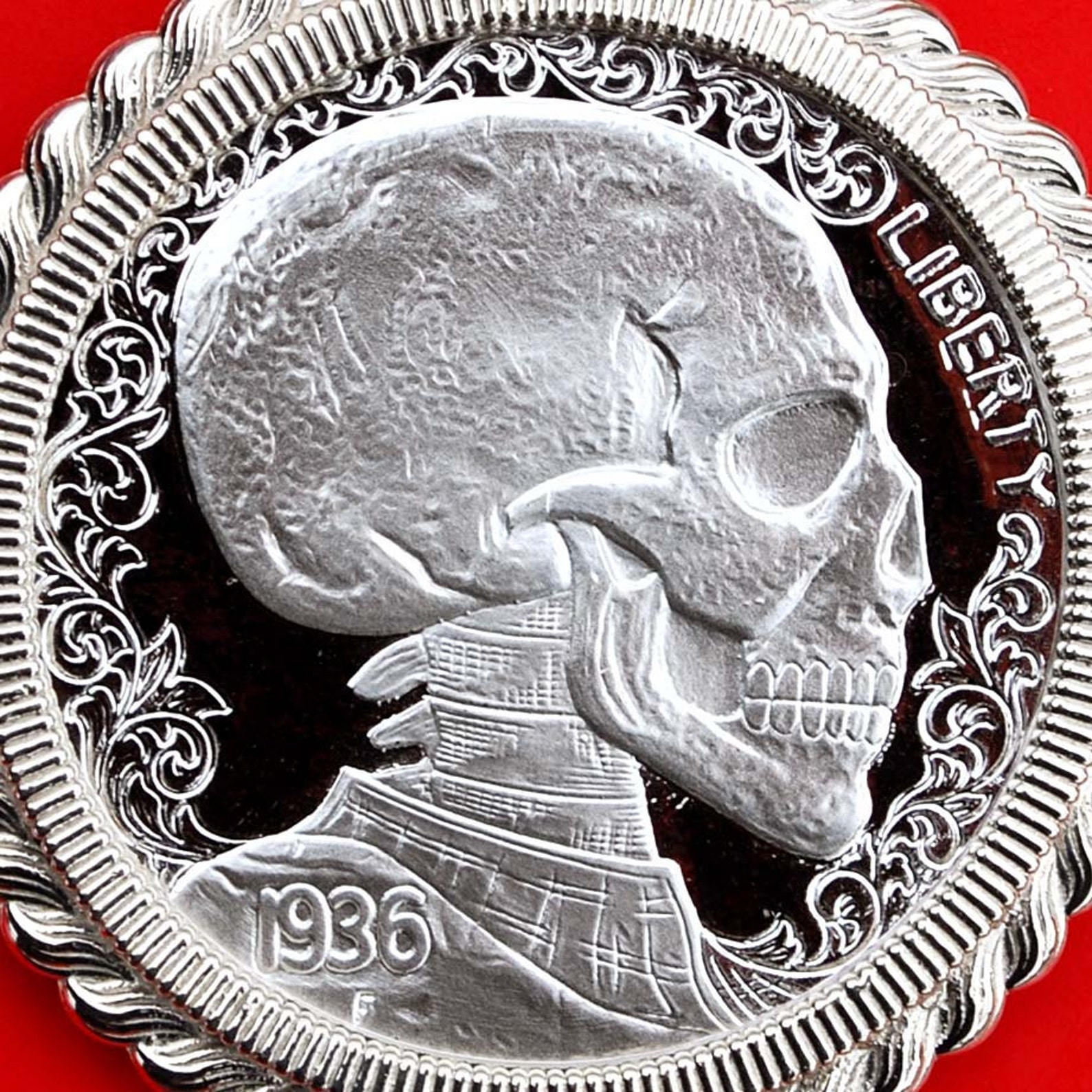 Hobo Nickel Replica Skulls & Scrolls 1 Oz .999 Fine Silver Round BU ...