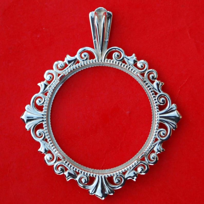 Solid 925 Sterling Silver Coin Bezel Mount Frame Settings Fit US ...
