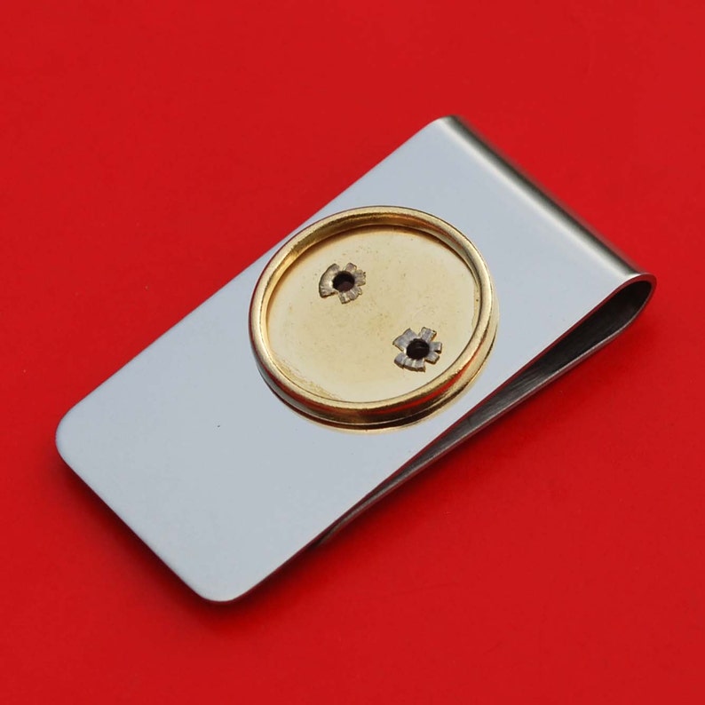 BLANK Silver Gold Two Toned Money Clip Findings W. Coin Bezel to Fit US ...