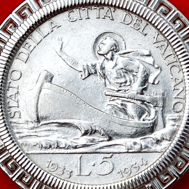 Very Rare Vatican City 1933 34 Silver Pope Pius XI 5 Lire | Etsy