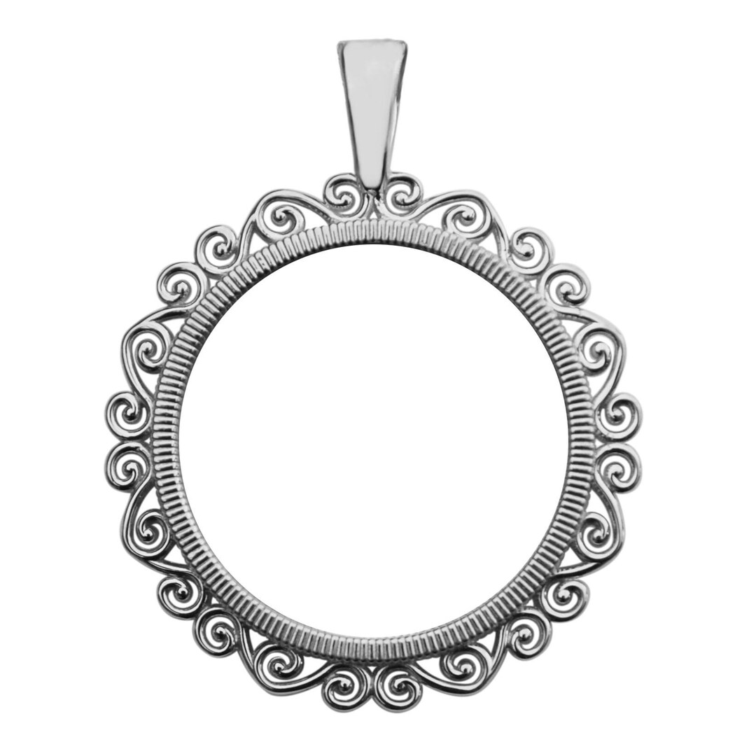 Solid 925 Sterling Silver Coin Bezel Mount Frame Settings Fit 16.5mm ...
