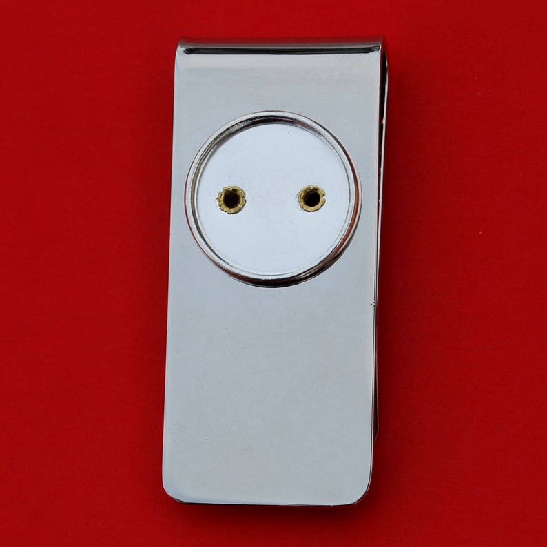 BLANK Silver Plated Solid Brass Money Clip Findings W. Coin Bezel to ...