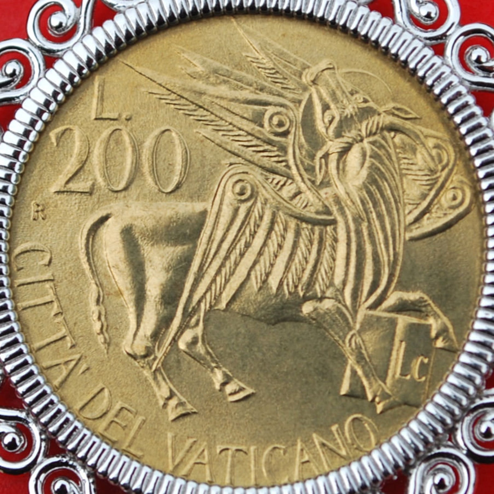 1985 Vatican 200 Lire BU Uncirculated Coin 925 Sterling Silver Necklace ...