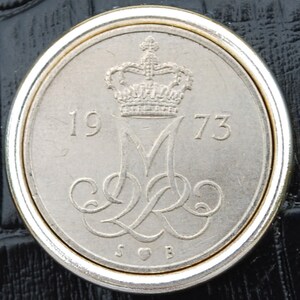 1973 Denmark 10 Ore Coin Genuine Leather Cigarette Box Storage Case With Pouch Lighter Holder ...