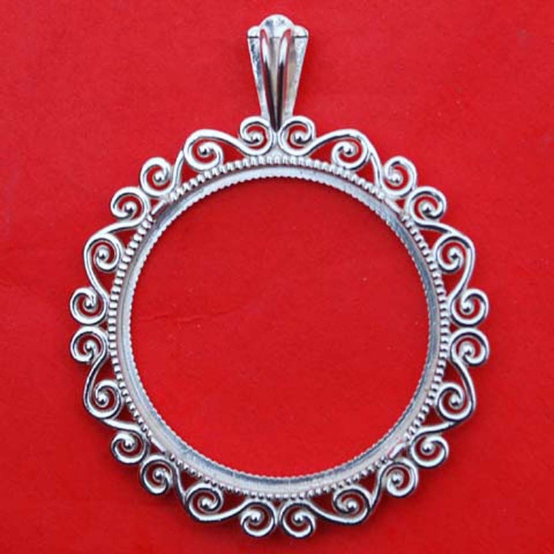 Solid 925 Sterling Silver Coin Bezel Mount Frame Settings Fit US ...