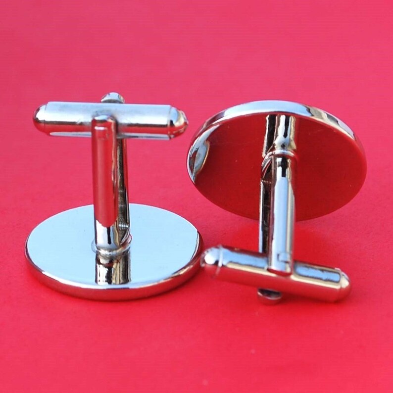 One Pair Silver Plated Blank Cufflinks W. Coin Bezel to Fit US Barber ...