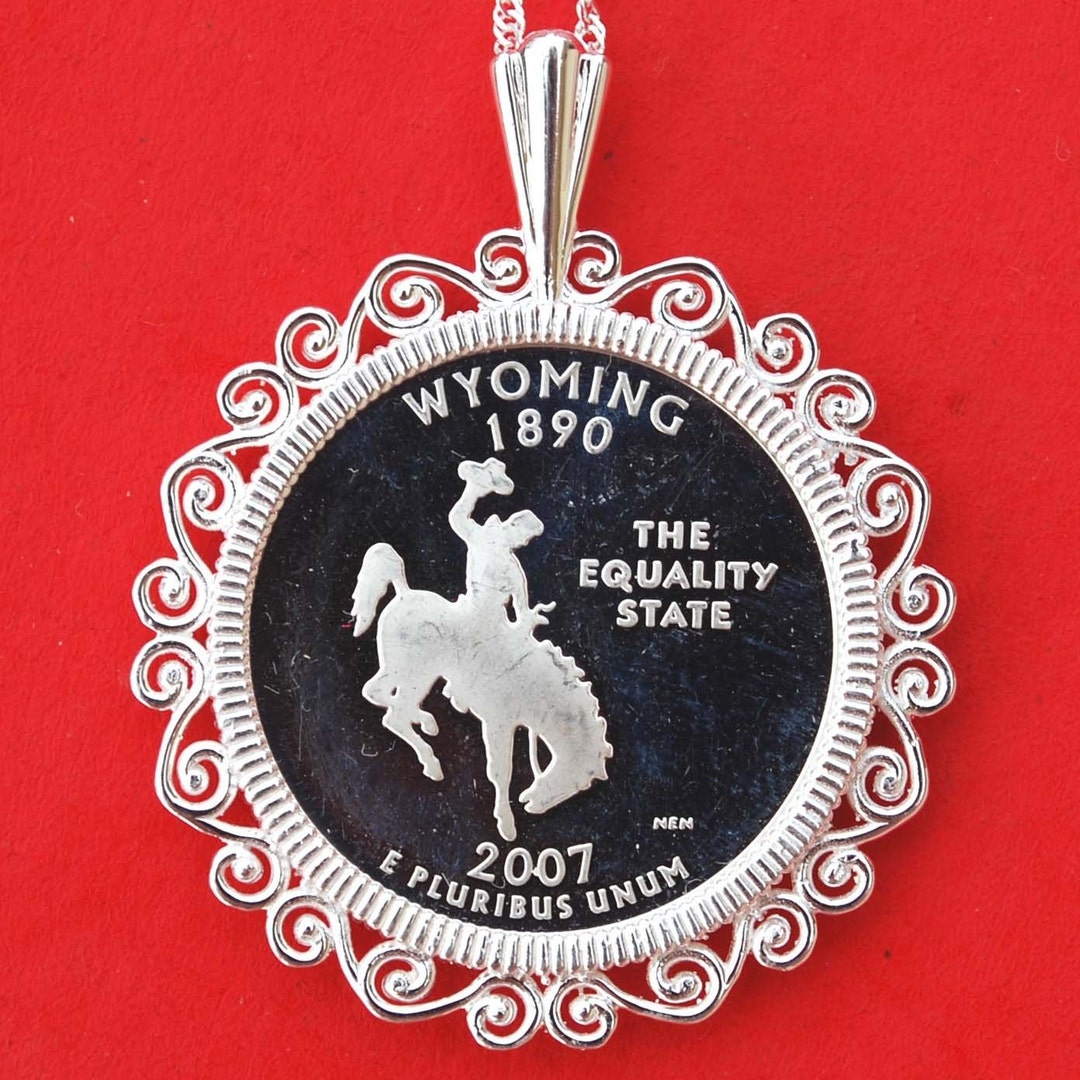 US 2007 Wyoming State Quarter 90% Silver Proof Coin Solid 925 Sterling ...