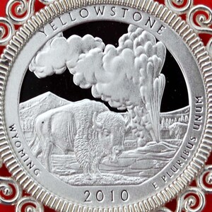 2010 Wyoming Yellowstone National Park Quarter 90% Silver Proof Coin ...