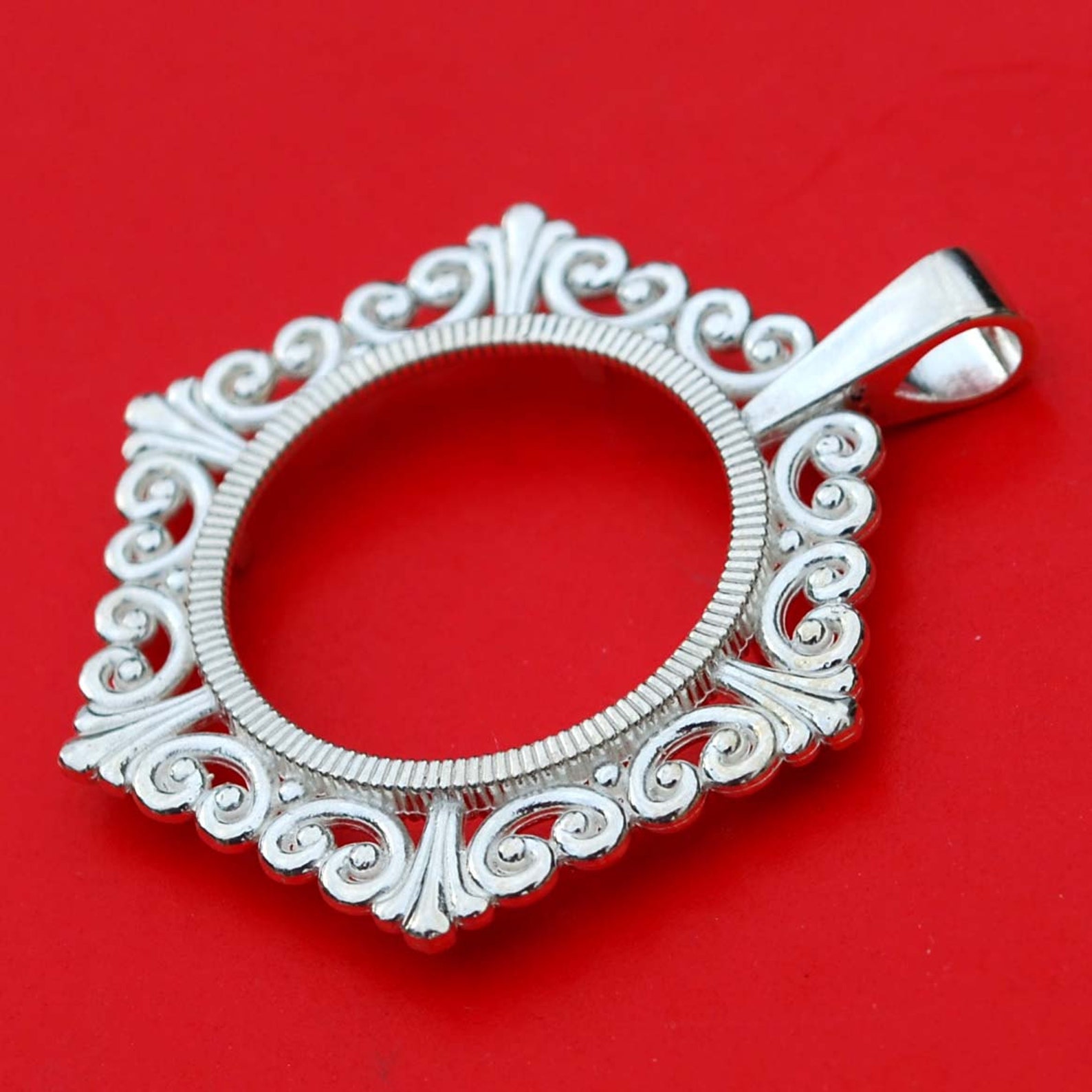 Solid 925 Sterling Silver Coin Bezel Mount Frame Settings Fit | Etsy