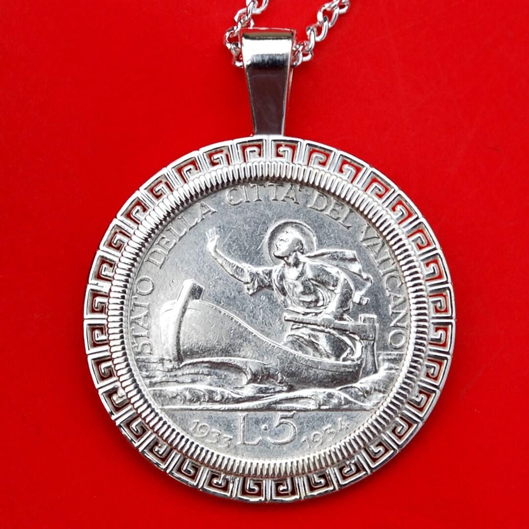 Very Rare Vatican City 1933 - 34 Silver Pope Pius XI 5 Lire Coin Solid ...