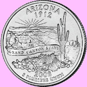 US 2008 Arizona State Quarter BU Uncirculated Coin Silver Tone Belt ...