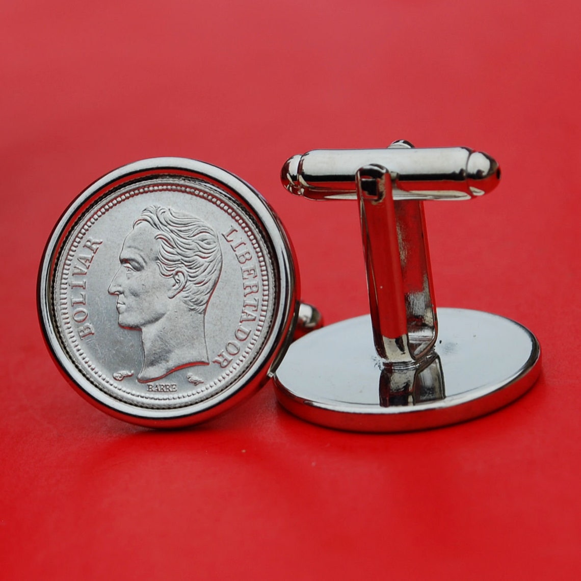 1960 Venezuela 50 Centimos 0.835 Silver BU Unc Coin Cufflinks NEW ...
