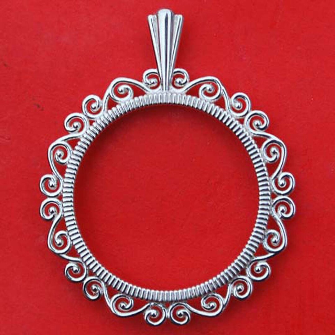 Solid 925 Sterling Silver Coin Bezel Mount Frame Settings Fit US ...