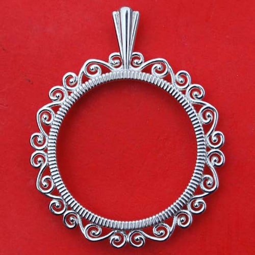 Solid 925 Sterling Silver Coin Bezel Mount Frame to Fit US - Etsy
