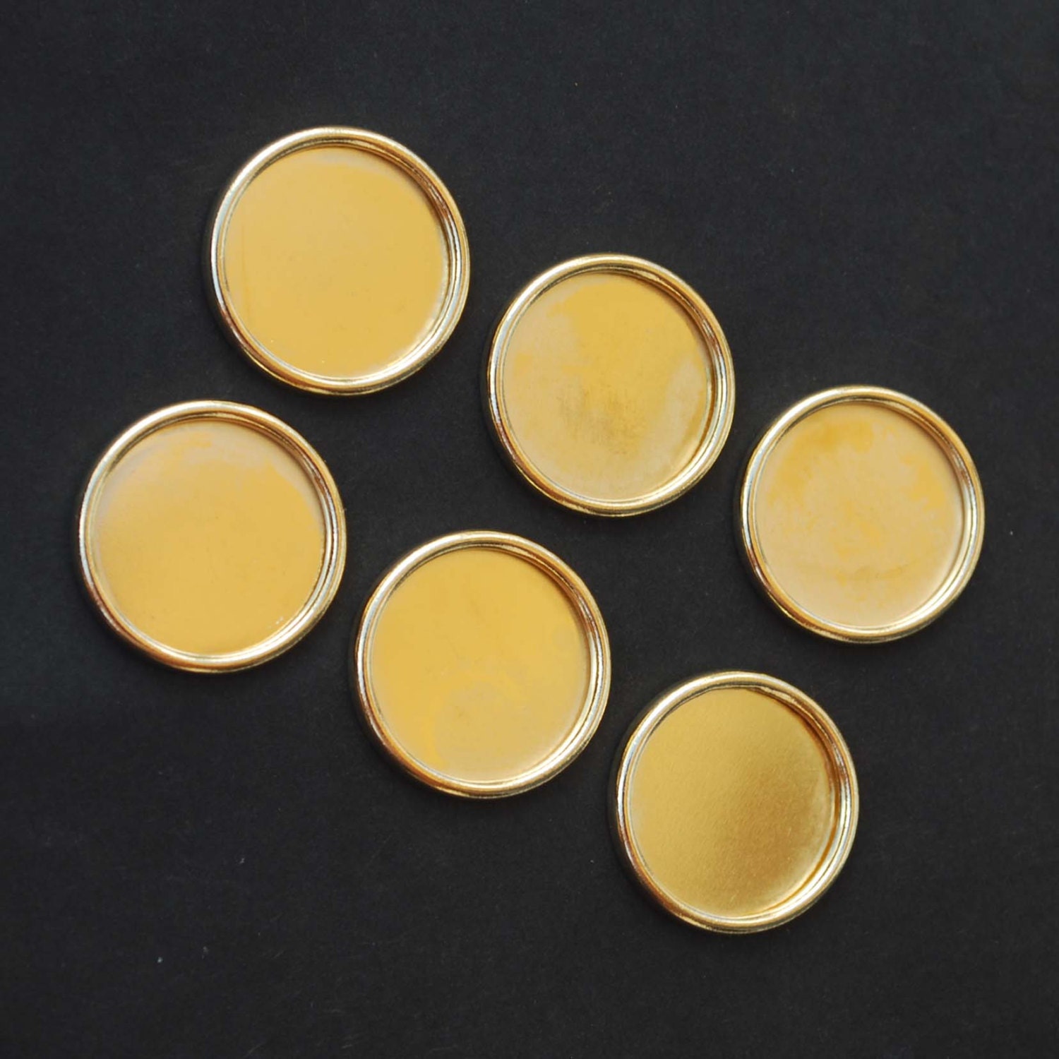Lot of Six 18mm Gold Plated Rolled Edge Coin Bezels to Fit US Dimes or ...