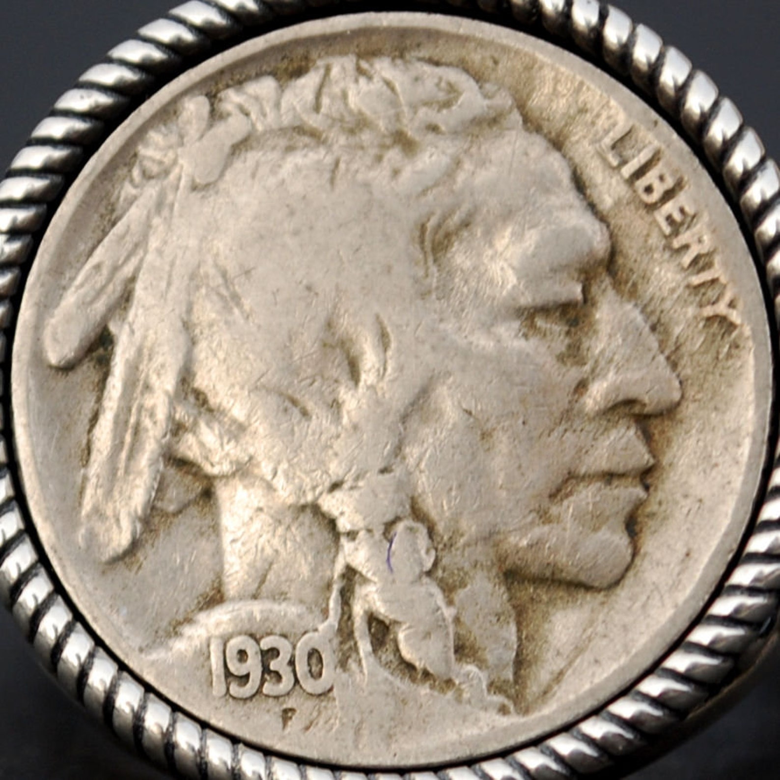 US 1930 Indian Head Buffalo Nickel Coin 925 Sterling Silver Signet Ring ...