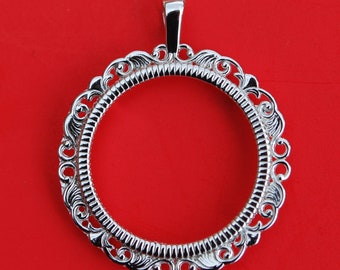 Solid 925 Sterling Silver Coin Bezel Mount Frame Settings Fit US ...