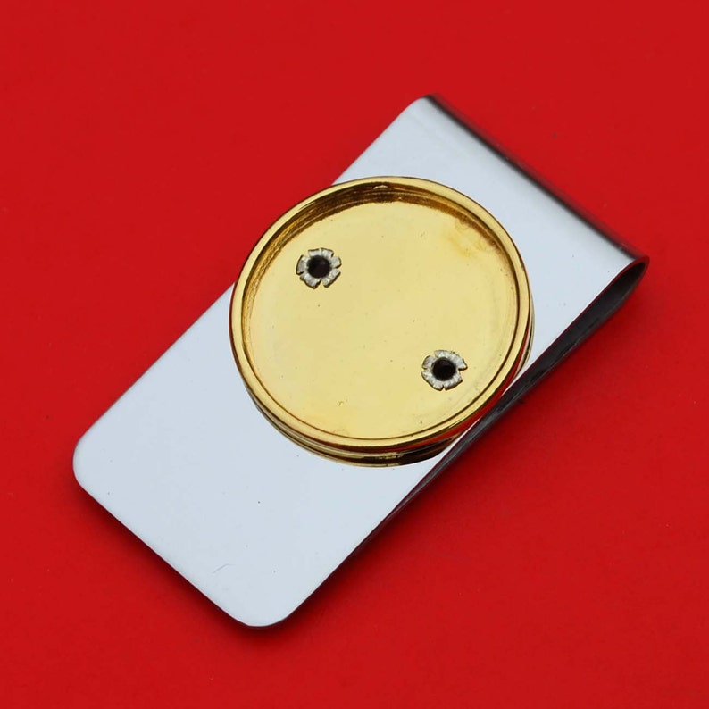 BLANK Silver Gold Two Toned Money Clip Findings W. Coin Bezel to Fit US ...